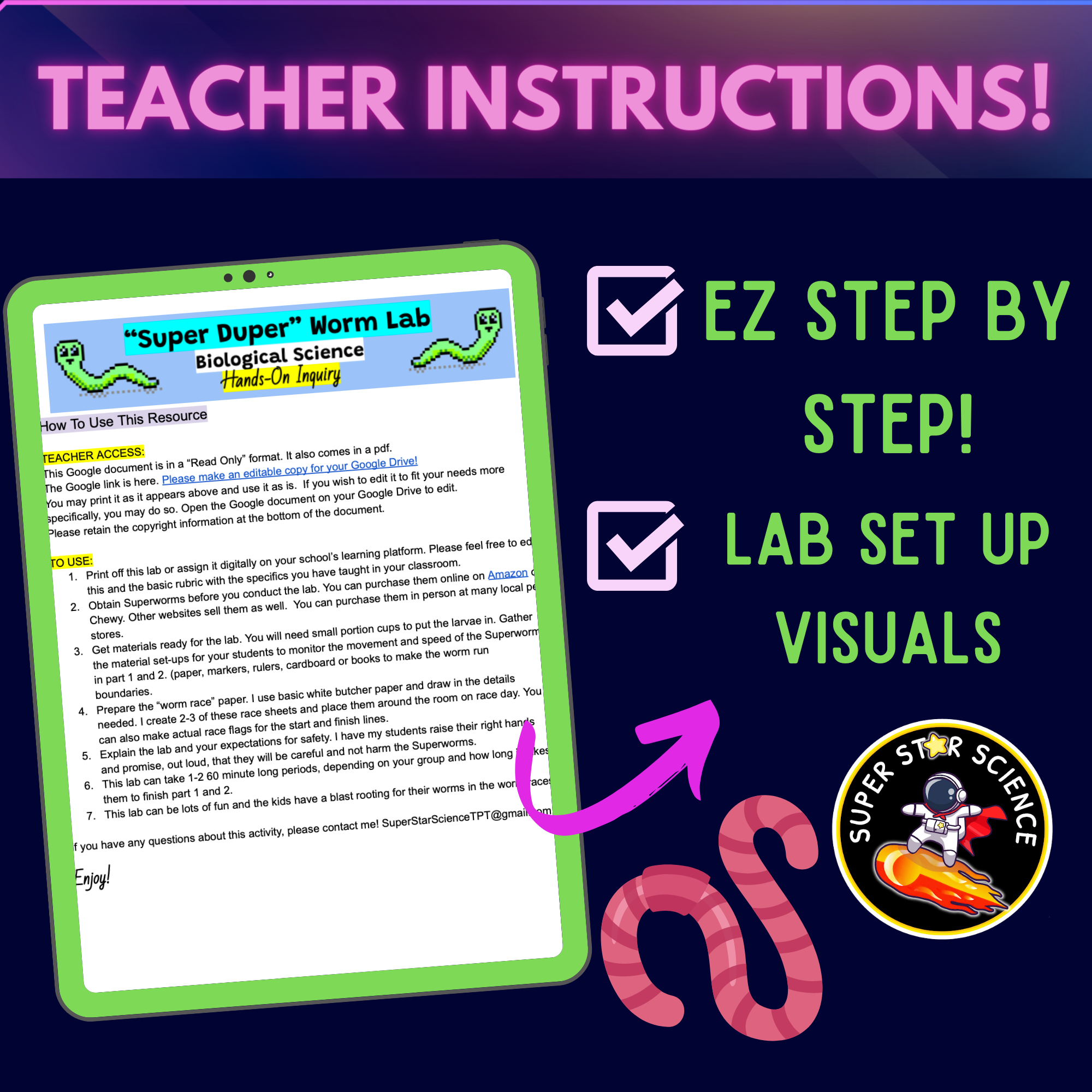 FUN Superworm Speed and Velocity Lab Middle School Physics & STEM ...