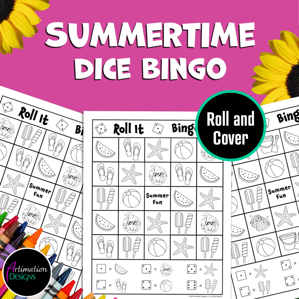 Summer Bingo | Roll and Cover Dice Game | End of Year Activity | Bingo ...