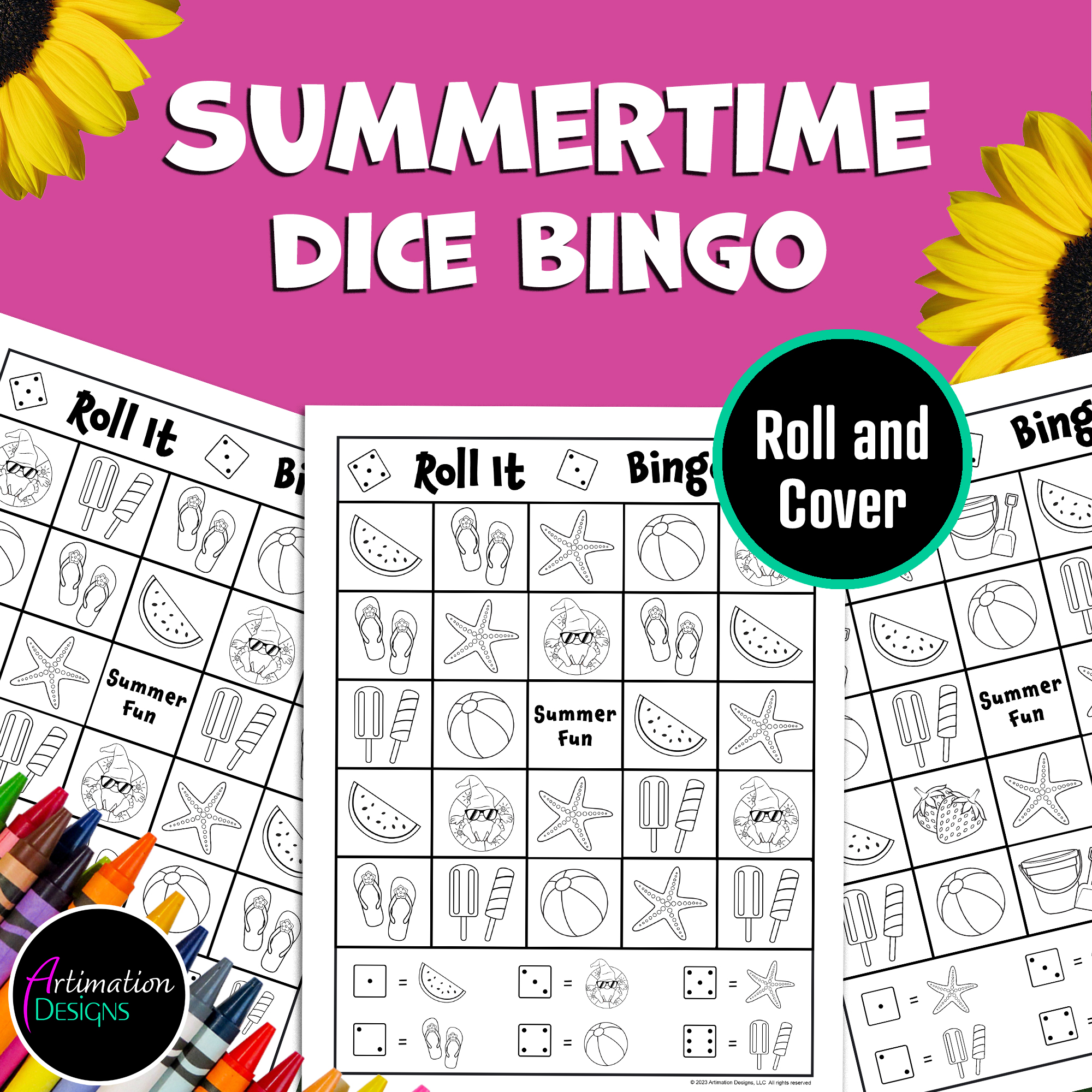 Summer Bingo | Roll and Cover Dice Game | End of Year Activity | Bingo ...