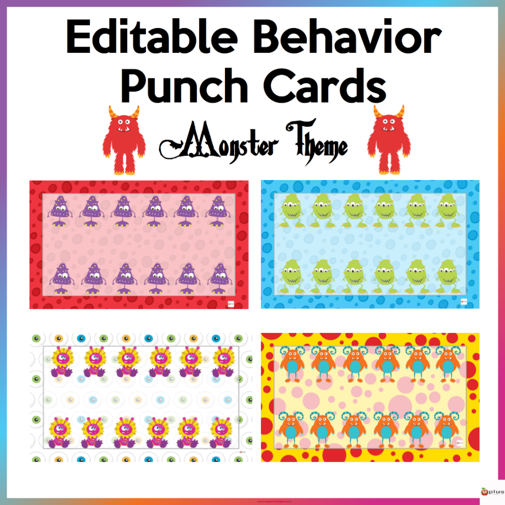 Editable Behavior Punch Cards Monster Theme | Made By Teachers