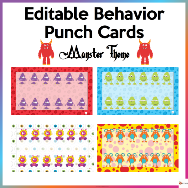 Editable Behavior Punch Cards Monster Theme | Made By Teachers