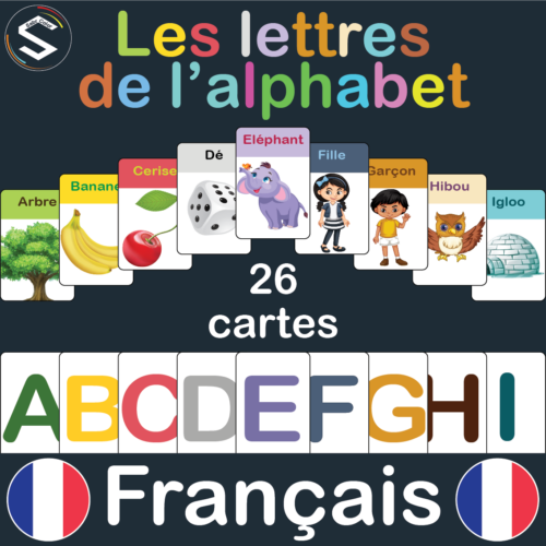 FRENCH Alphabet Flashcards with images - 26 Cards | Made By Teachers