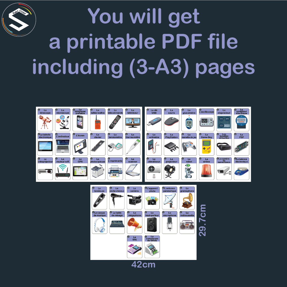 FRENCH Devices lexicon, vocabulary flashcards, (LES APPAREILS) With 50 ...