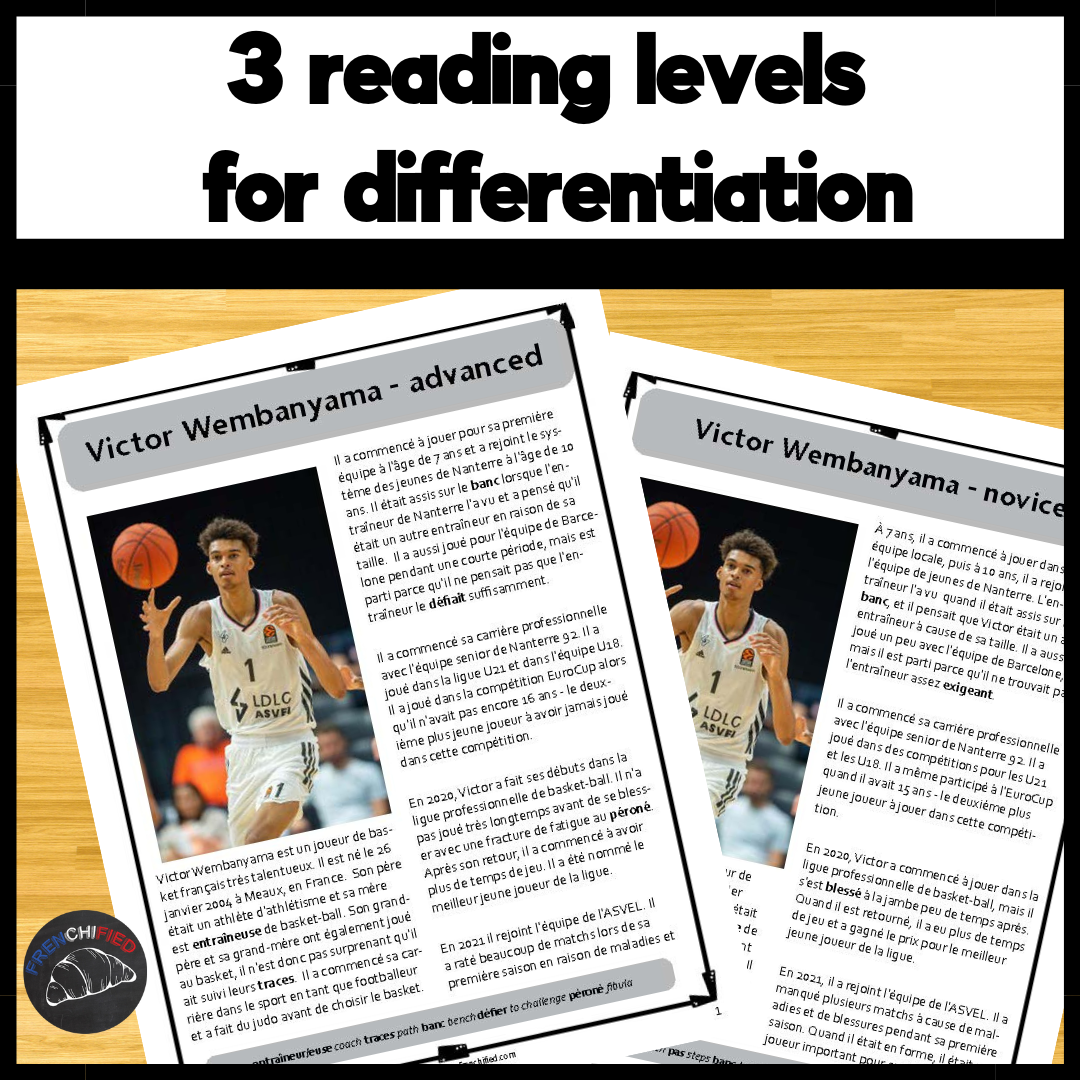 French reading comprehension - Victor Wembanyama | Made By Teachers