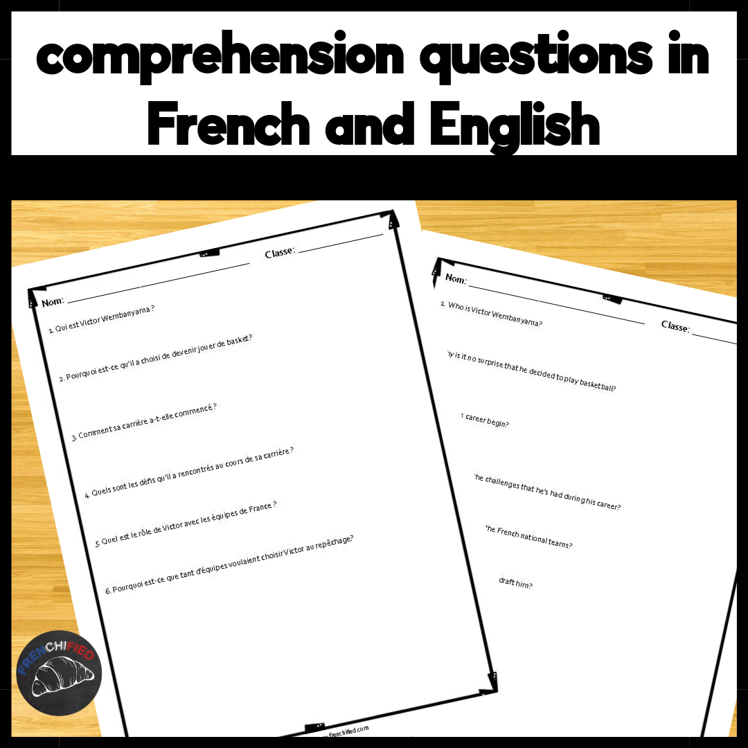 French reading comprehension - Victor Wembanyama | Made By Teachers