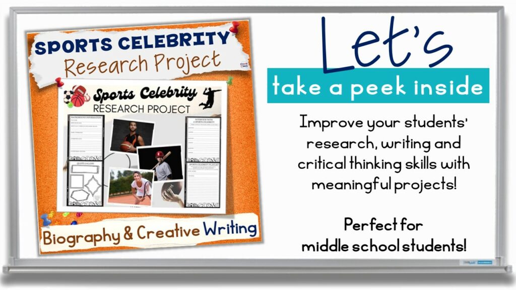 Sports Celebrity Research Project for Middle School, Print and Digital ...