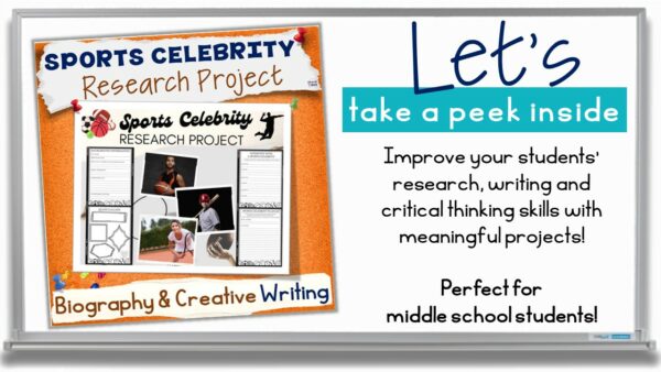 Sports Celebrity Research Project for Middle School, Print and Digital ...