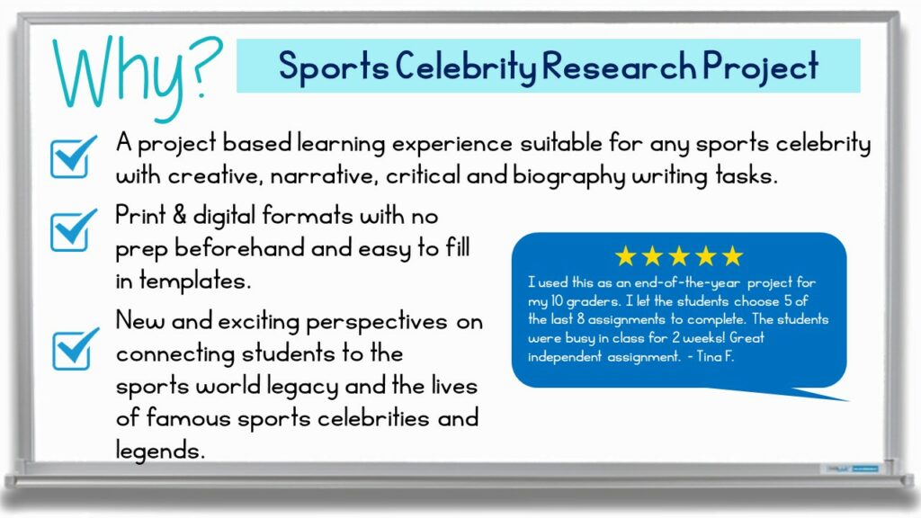 Sports Celebrity Research Project for Middle School, Print and Digital ...