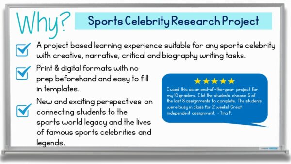 Sports Celebrity Research Project for Middle School, Print and Digital ...