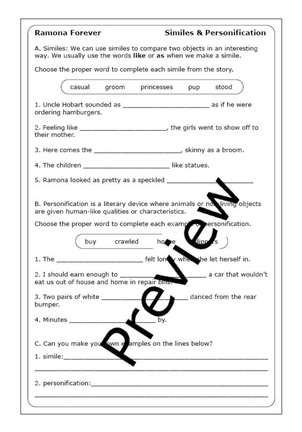Beverly Cleary "Ramona Forever" worksheets | Made By Teachers
