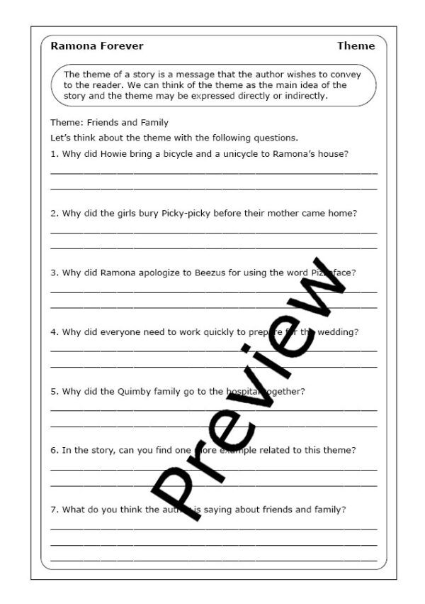 Beverly Cleary "Ramona Forever" worksheets | Made By Teachers