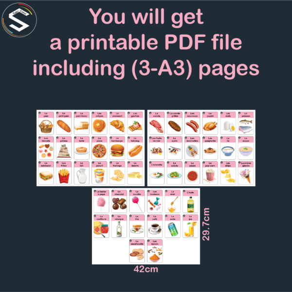 FRENCH foods Vocabulary list flashcards | La nourriture (9x6cm) | Made ...