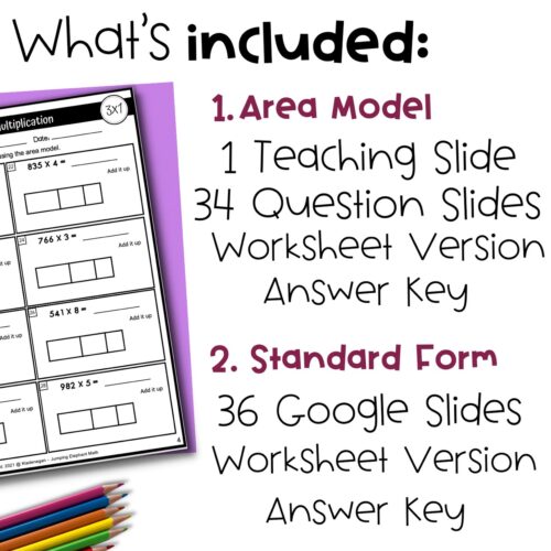 3 Digit by 1 Digit Area Model Multiplication and Standard Algorithm ...