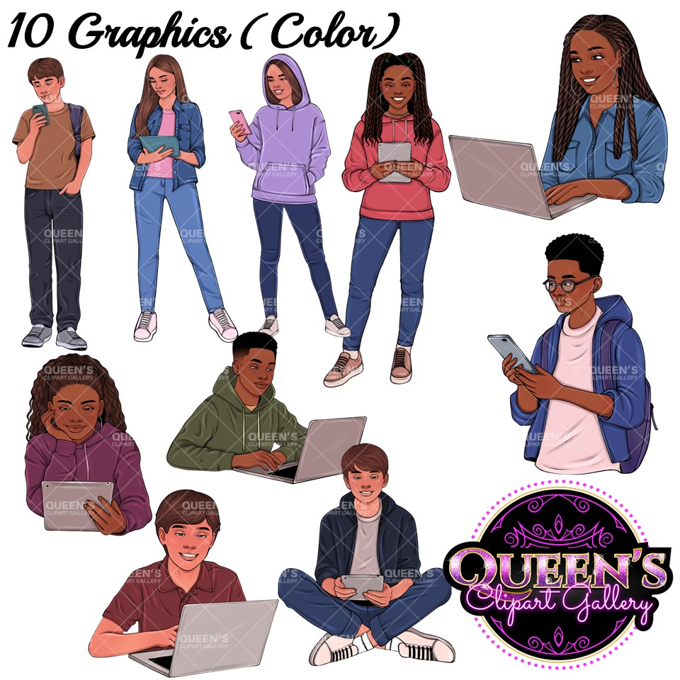 Teens on Technology Clipart | Teenagers on Technology | Technology ...