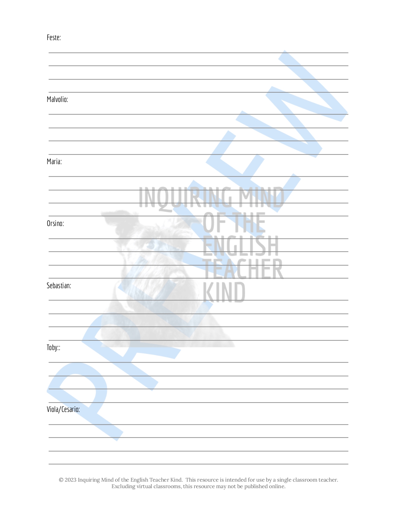 Twelfth Night Test and Answer Key with Study Guide | Made By Teachers