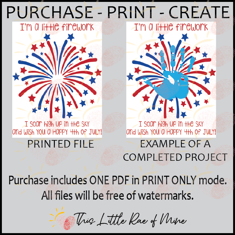 Little Firework - USA - Patriotic - 4th of July - printable - Handprint ...