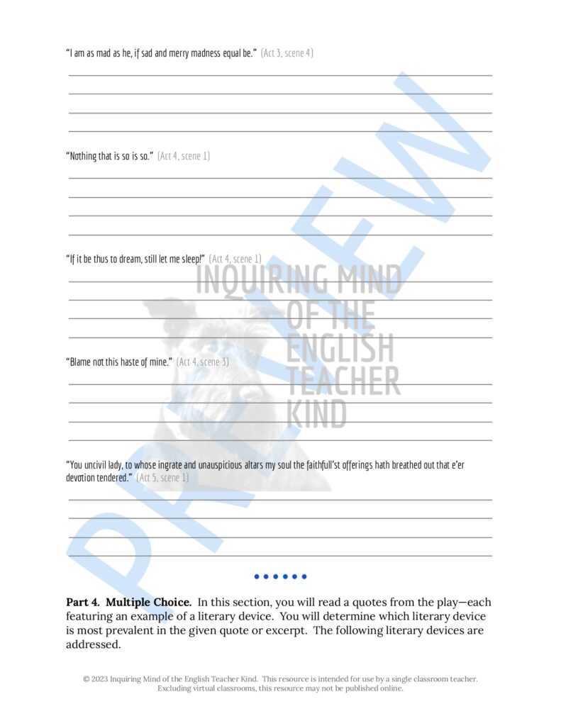 Twelfth Night Quiz, Close Reading, Test, and Answer Key Bundle | Made ...