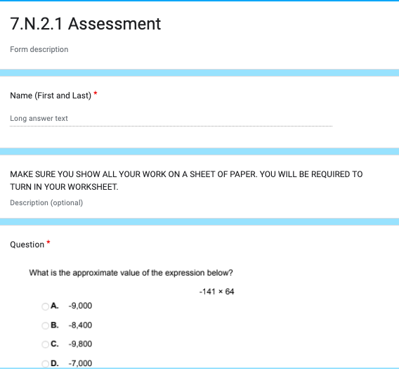 Complete Online Distance Learning 7th Math Estimate Solutions 7.N.2.1 ...
