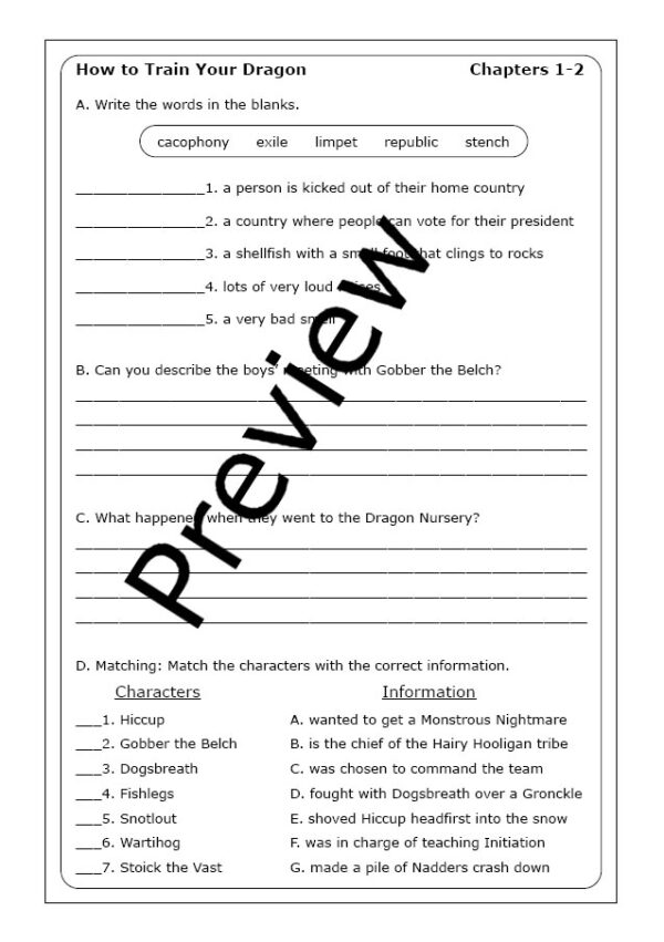 Cressida Cowell "How to Train Your Dragon" worksheets | Made By Teachers
