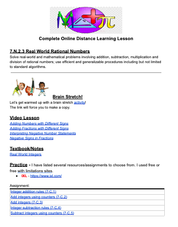 Complete Online Distance Learning 7th Math Real World Rational Numbers ...
