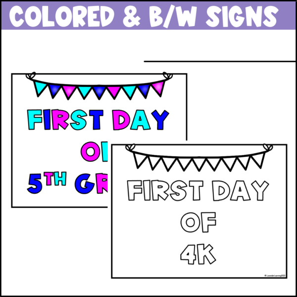 First Day of School Signs for All Grade Levels - Back to School Signs ...