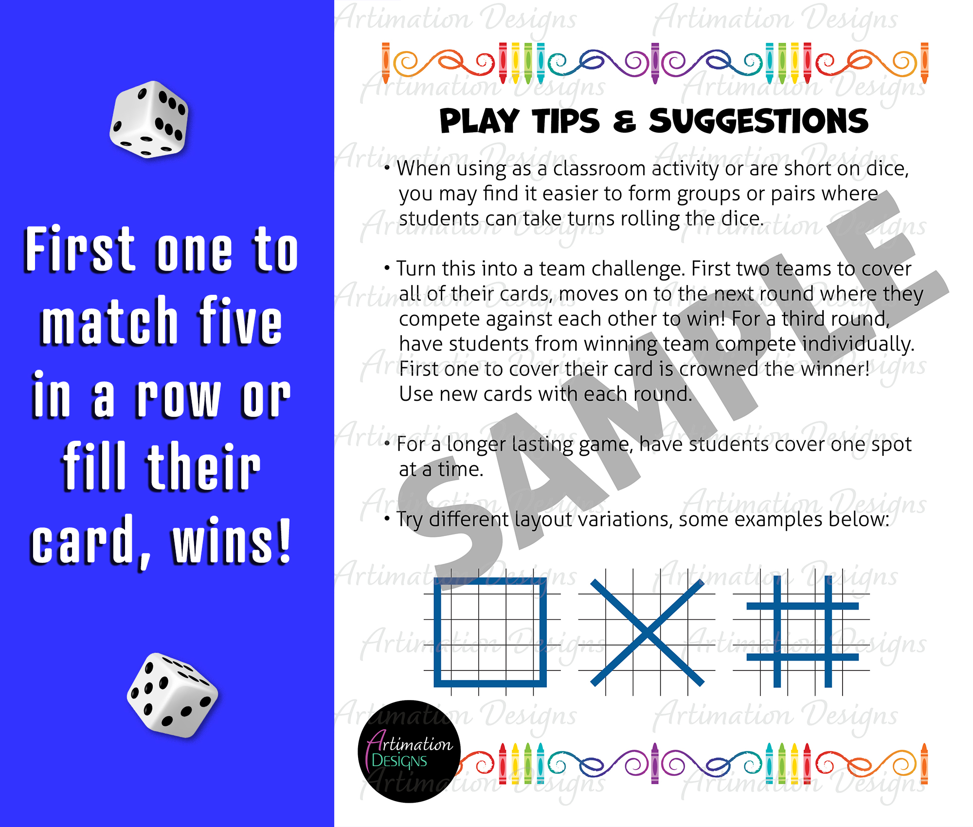 Back to School | Bingo Game | Roll and Cover Dice Game | Bingo Cards ...