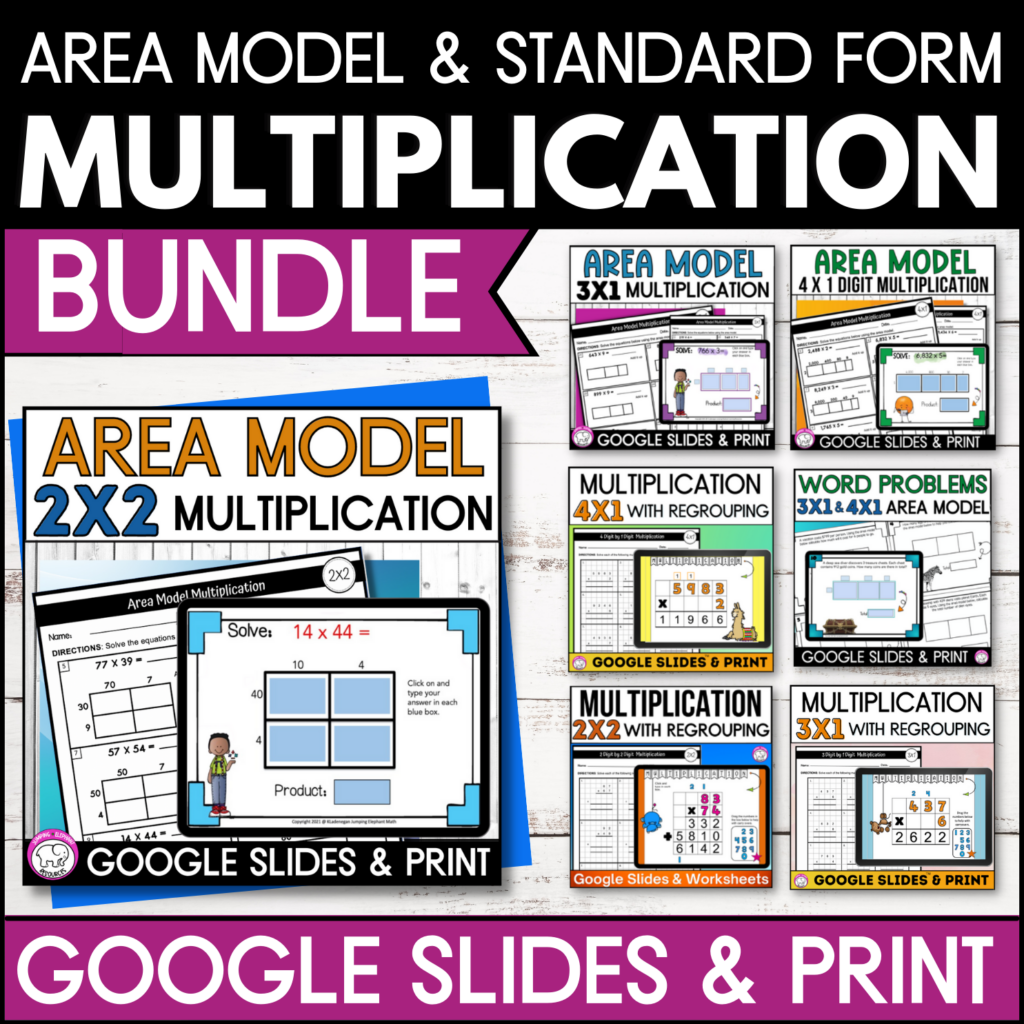 Christmas Double Digit Multiplication Area Model Google Slides and ...