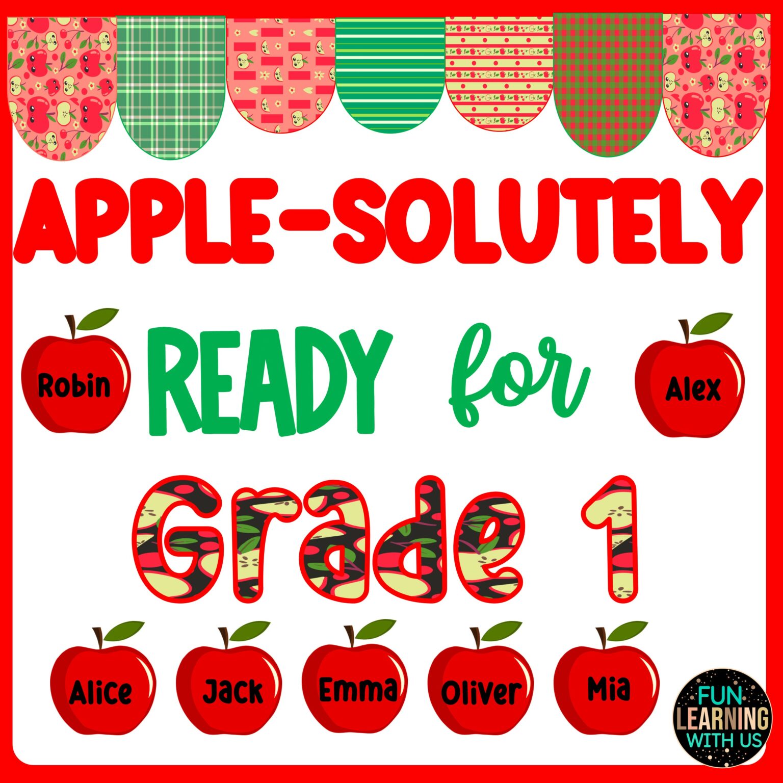 Back to School Editable Apple Bulletin Board Décor | Fall Door Decor ...