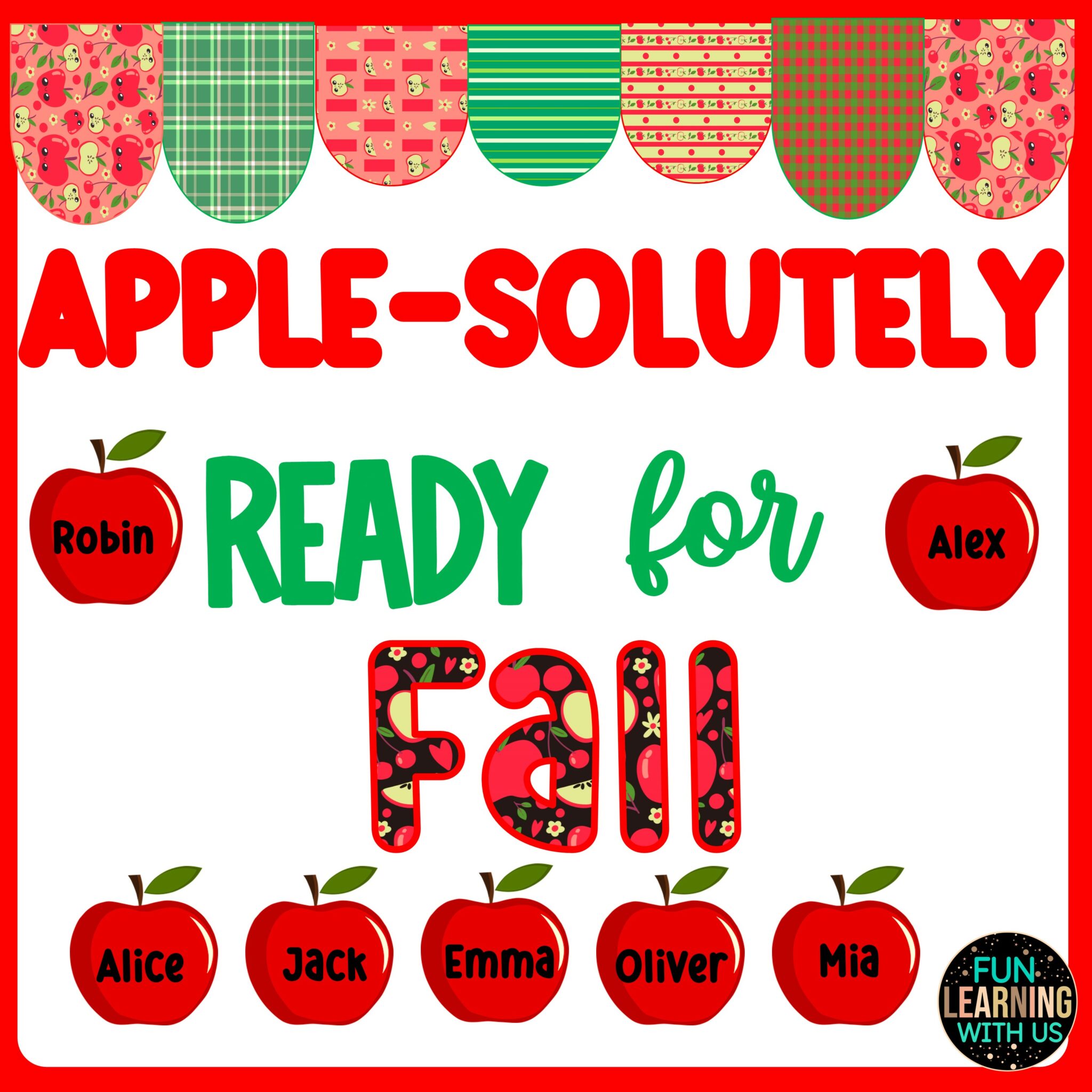 Back to School Editable Apple Bulletin Board Décor | Fall Door Decor ...