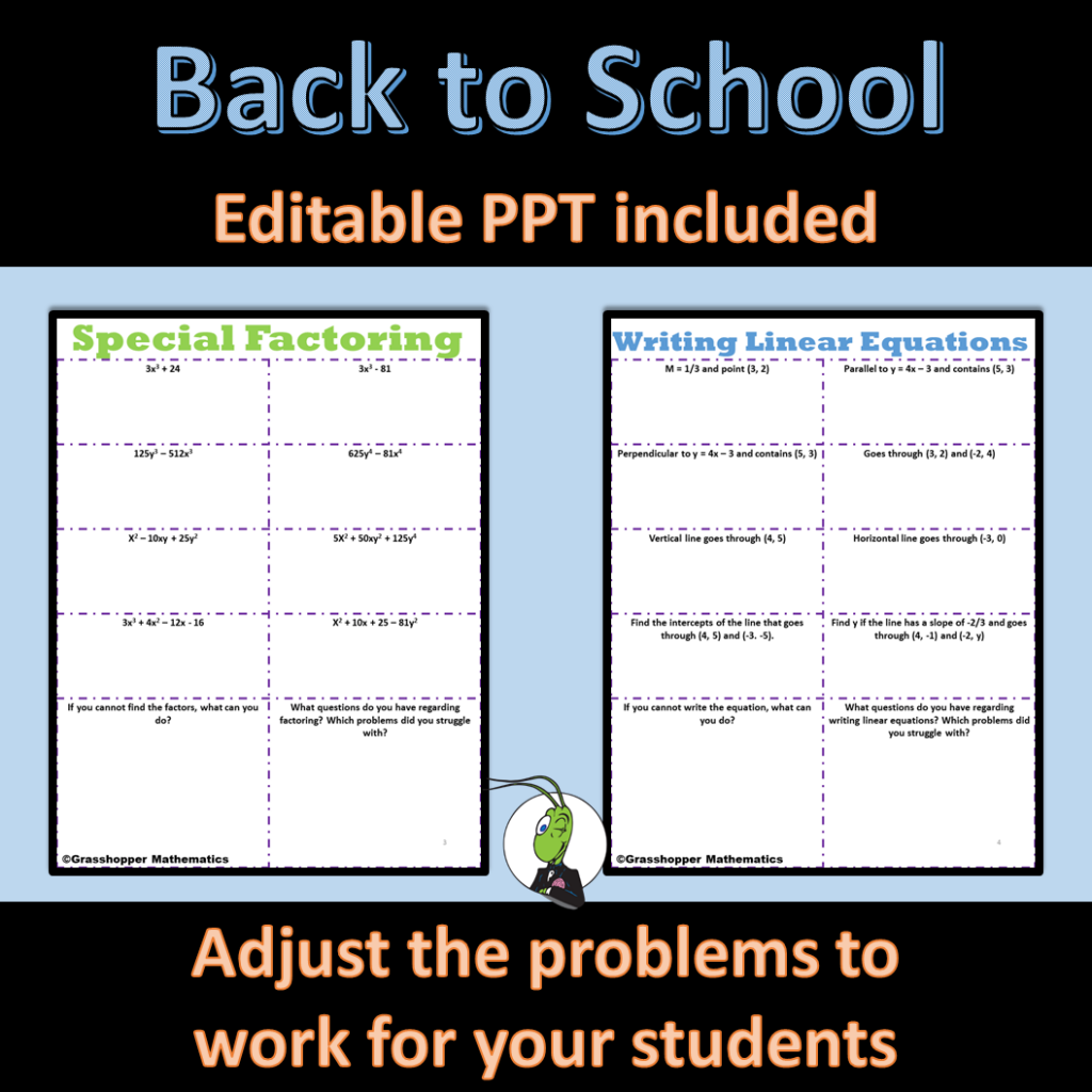 Geometry Summer Review of Algebra 1 Packet EDITABLE | Back to School ...
