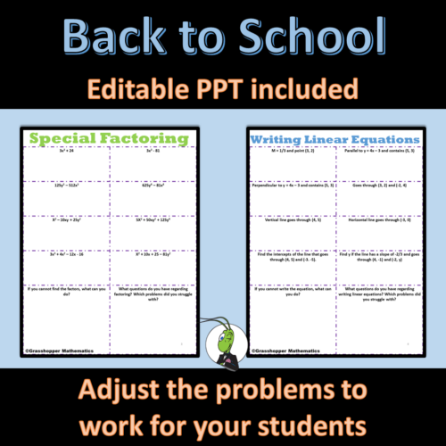 Geometry Summer Review of Algebra 1 Packet EDITABLE | Back to School ...