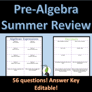 Pre Algebra Summer Review | Made By Teachers
