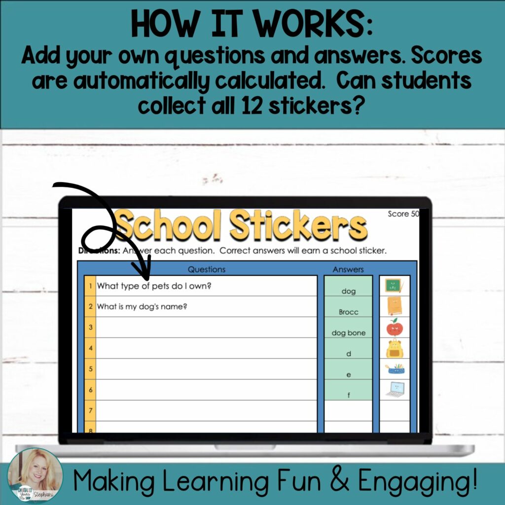 Editable Self-Checking Sticker Reveal Template - Digital Activity Vol.1 ...
