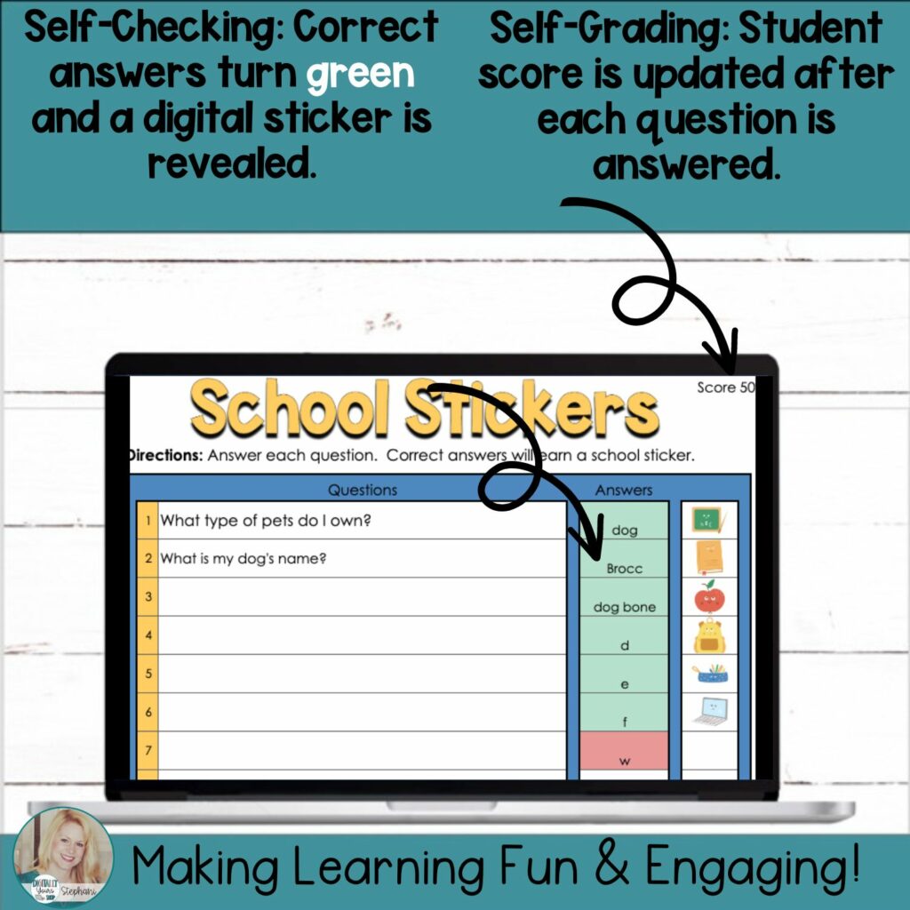 Editable Self-Checking Sticker Reveal Template - Digital Activity Vol.1 ...