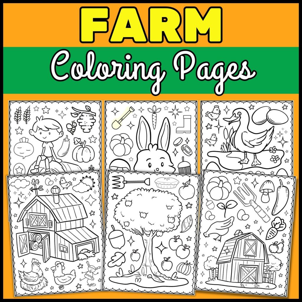 Farm Animal Coloring Pages - 24 Printable Coloring Sheets - Preschool ...