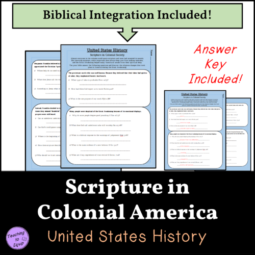 Scripture in Colonial America US History Biblical Integration | Made By ...