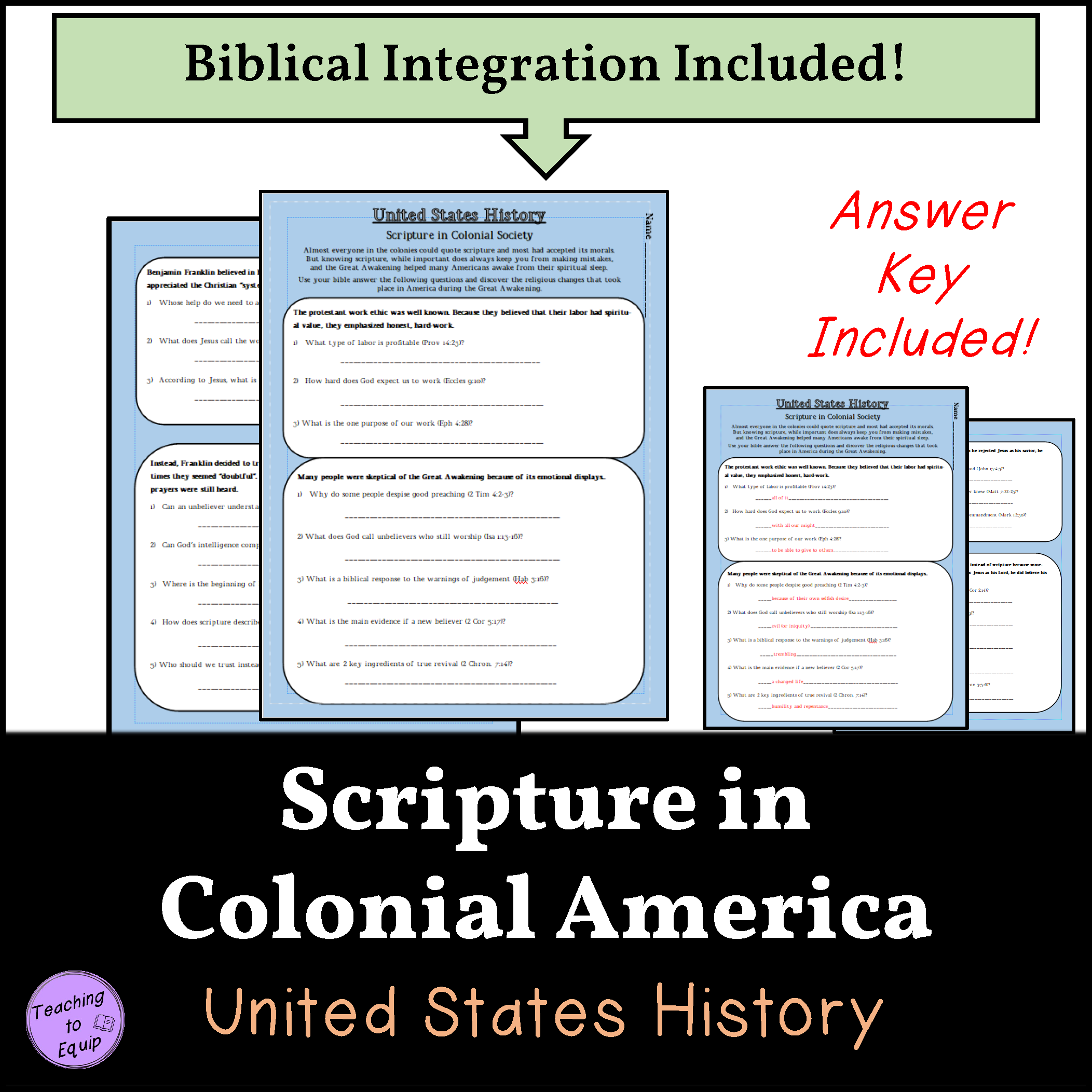 Scripture in Colonial America US History Biblical Integration | Made By ...