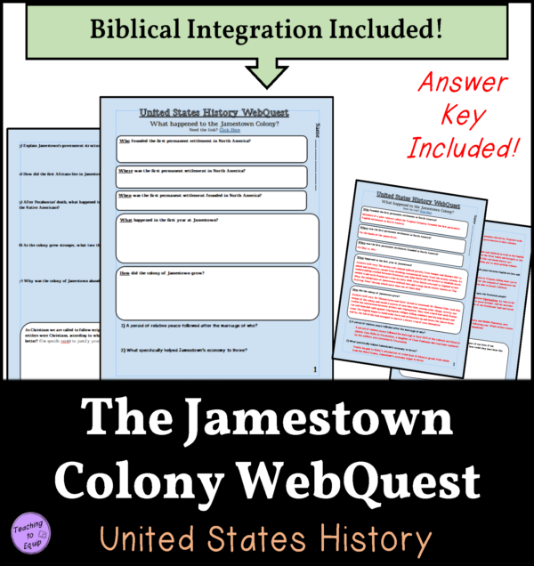History of the Jamestown Colony WebQuest US History Biblical ...