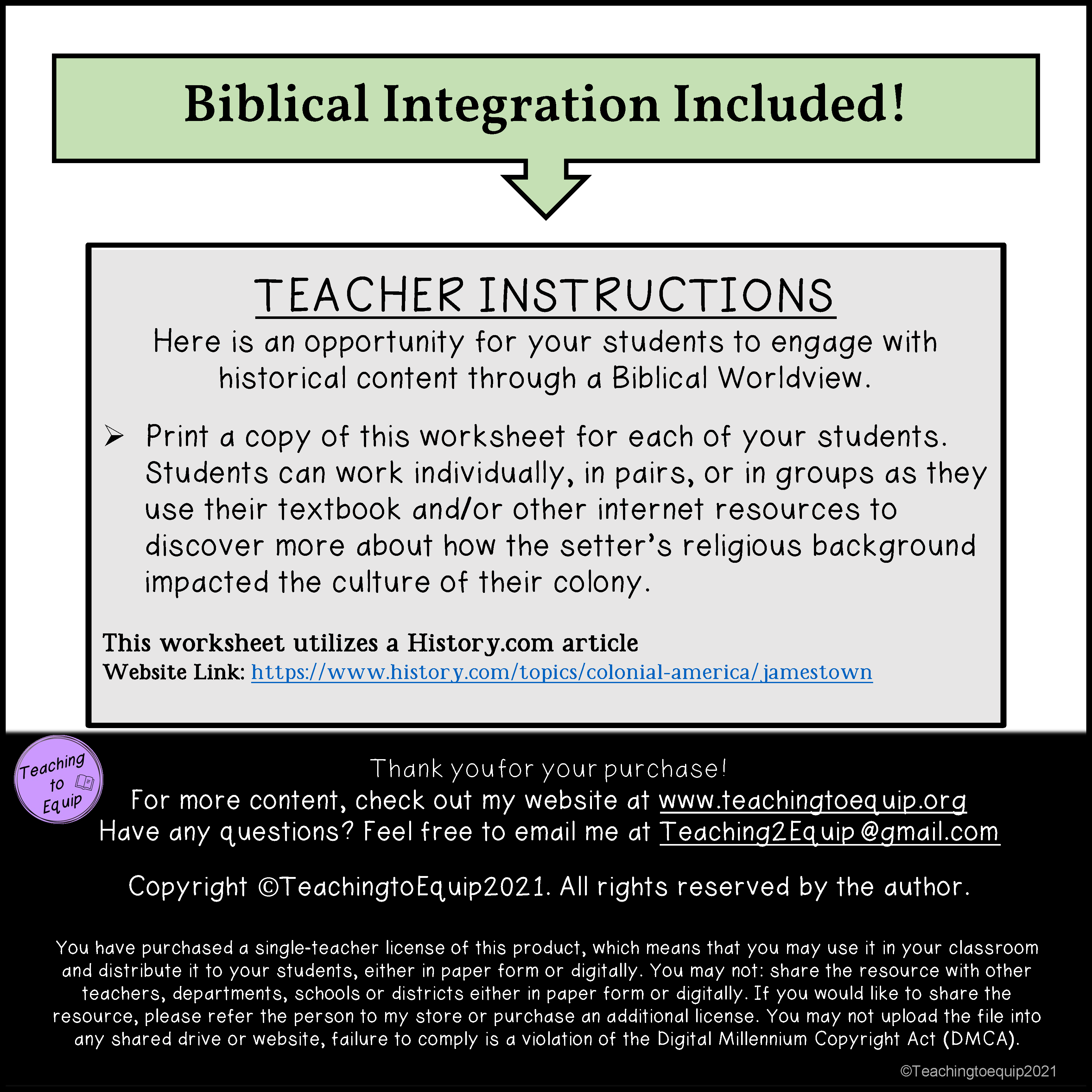 History of the Jamestown Colony WebQuest US History Biblical ...