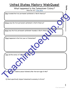 History of the Jamestown Colony WebQuest US History Biblical ...