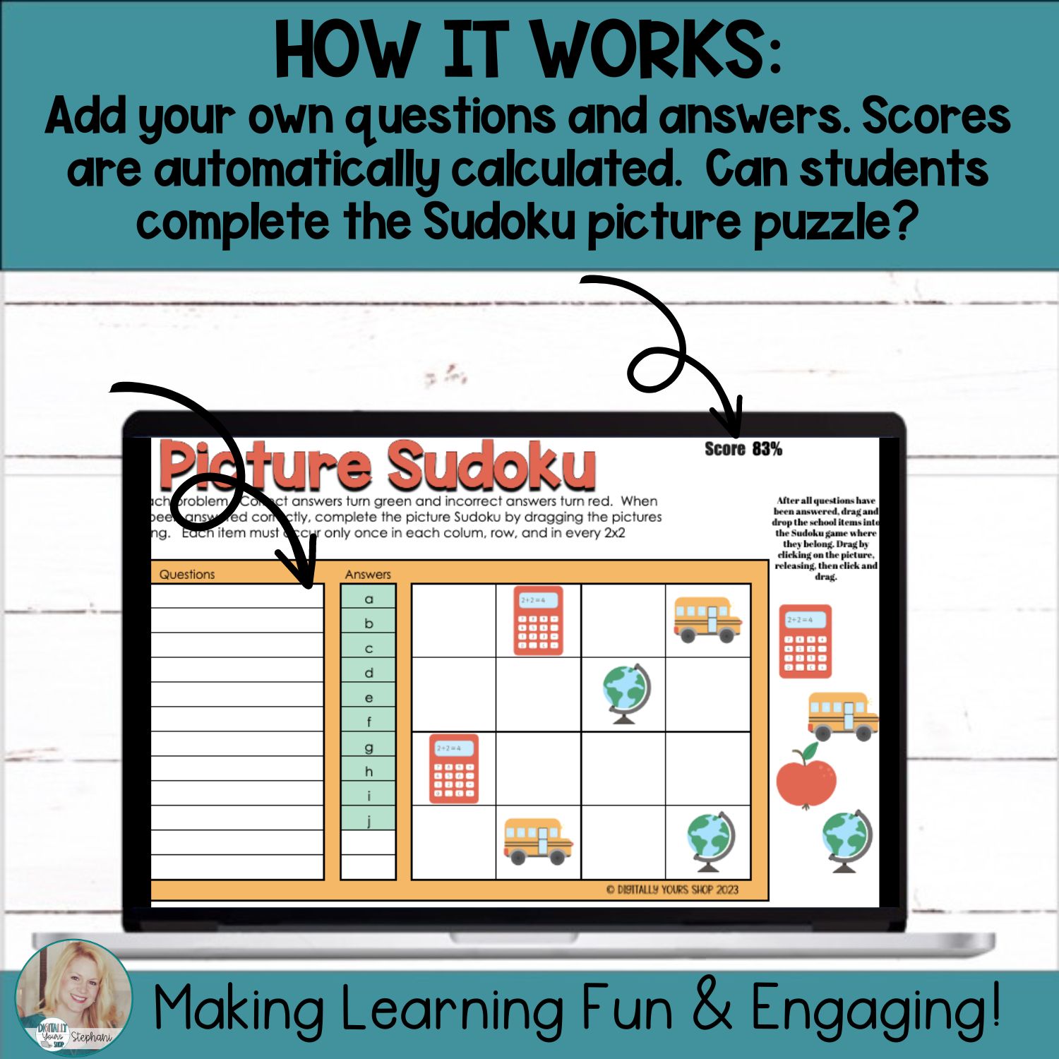 Editable Customizable Self-Checking Template Digital Activity Picture ...