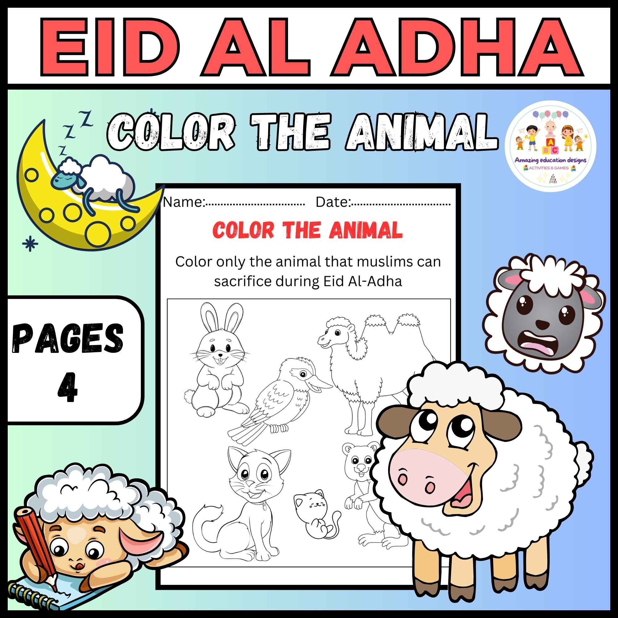 EID Al Adha COLOR THE ANIMAL | Made By Teachers