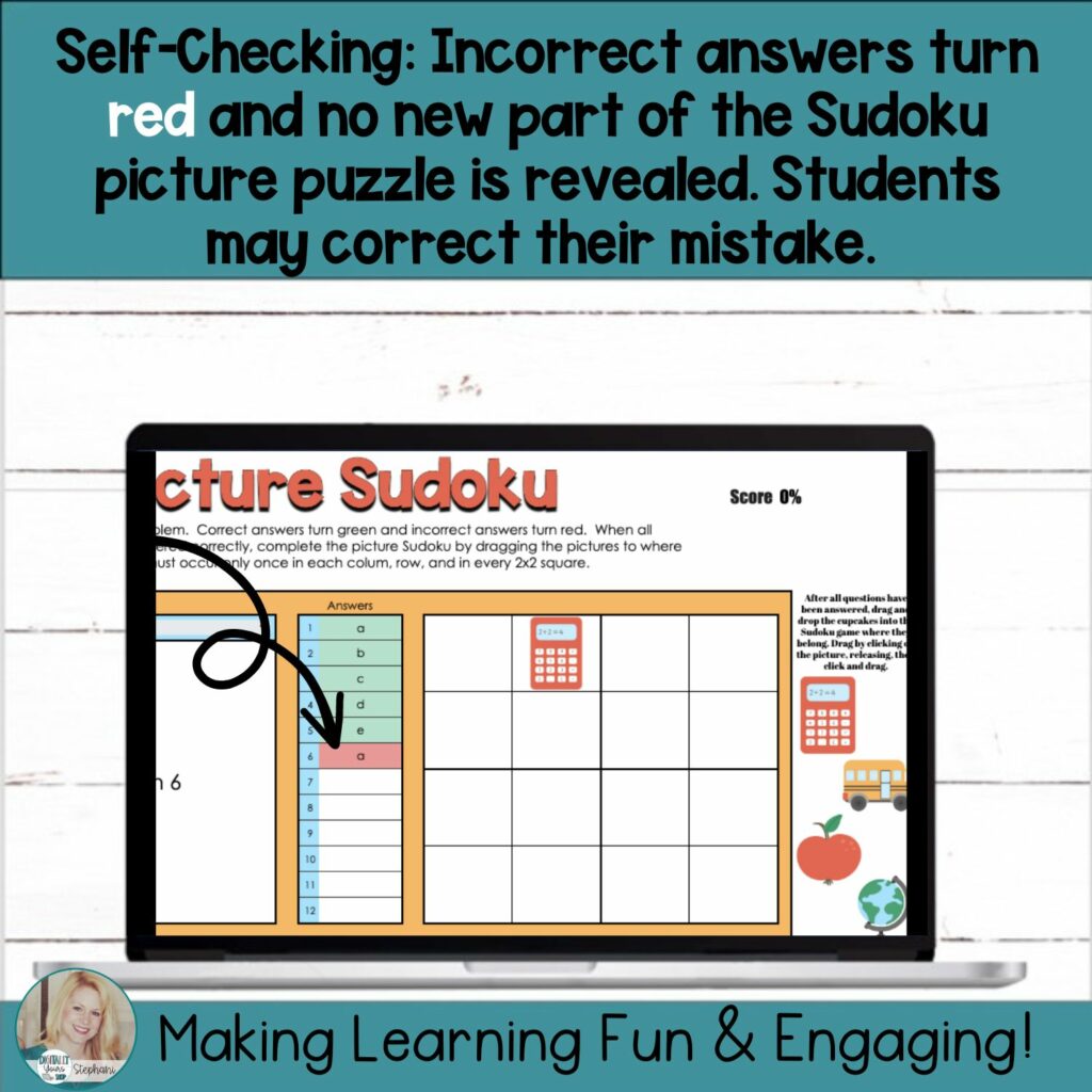 Editable Self-Checking Task Card Template Digital Activity Picture ...