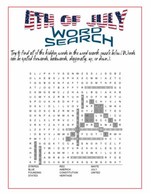 4th of july word search puzzle Worksheets | INDEPENDENCE DAY Patriotic ...