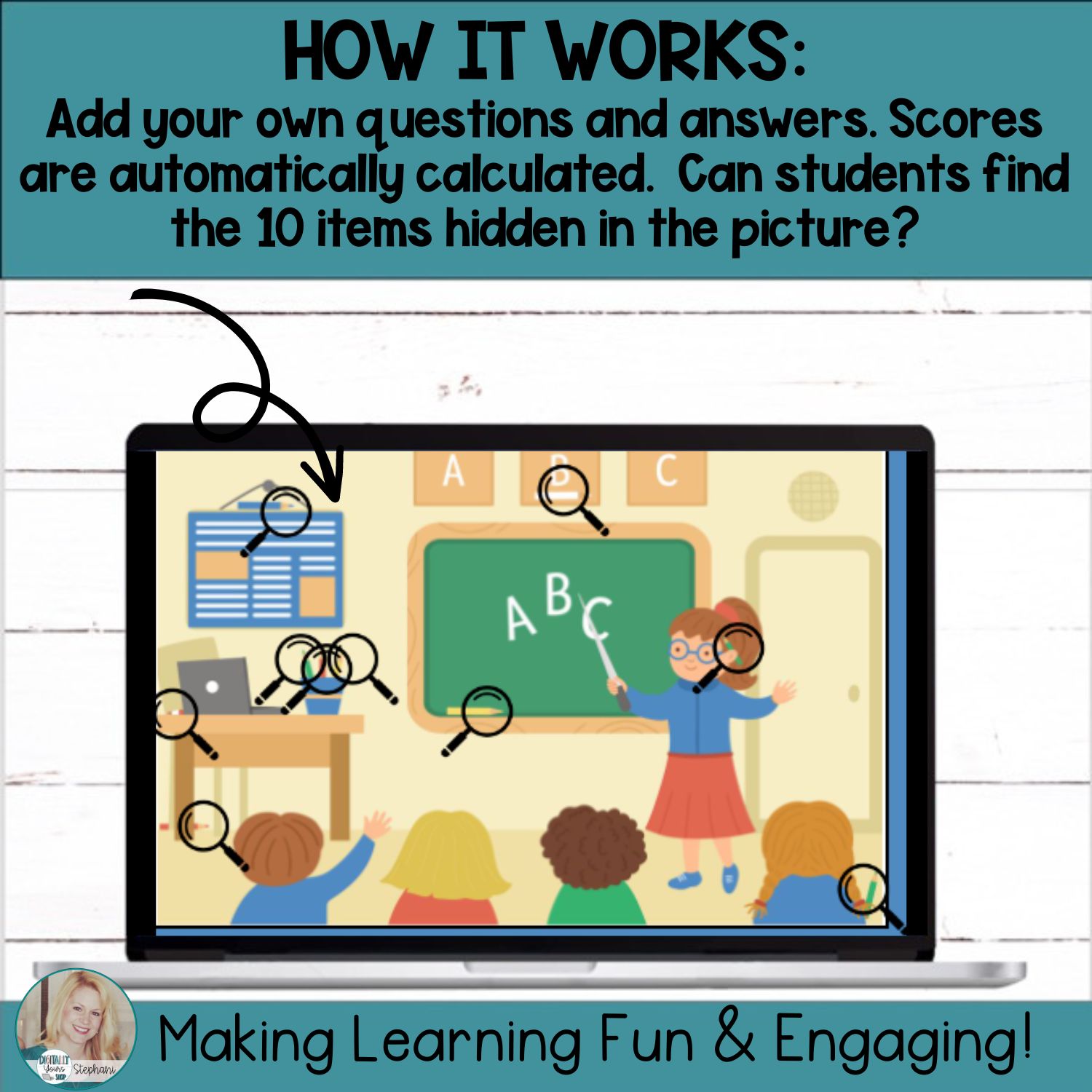 Editable Self-Checking Hidden Pictures Task Card Template Activity Vol ...