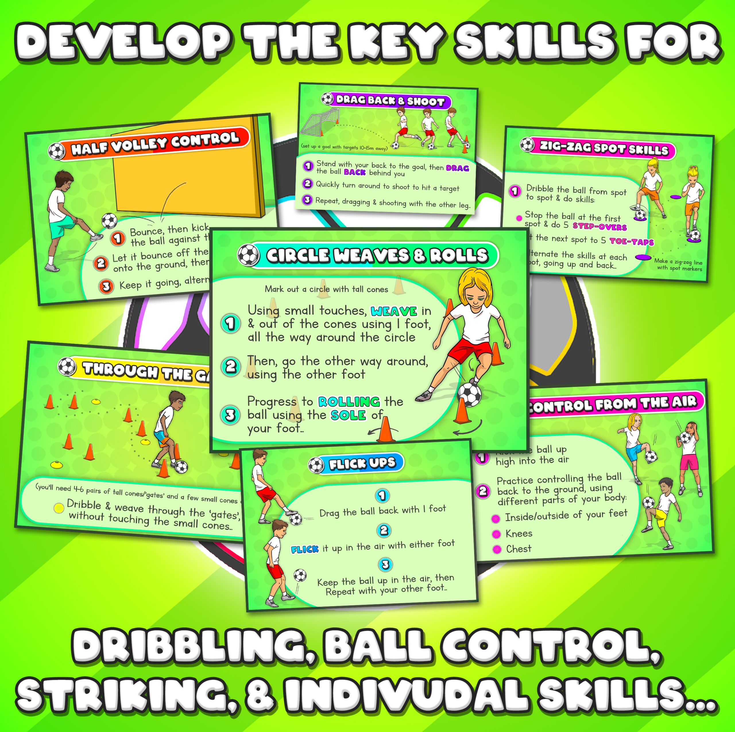 Soccer skills and drills - Printable task cards for PE and sport | Made ...
