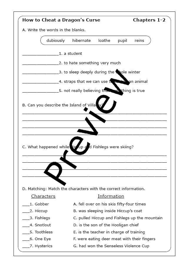 Cressida Cowell "How to Cheat a Dragon's Curse" worksheets | Made By ...