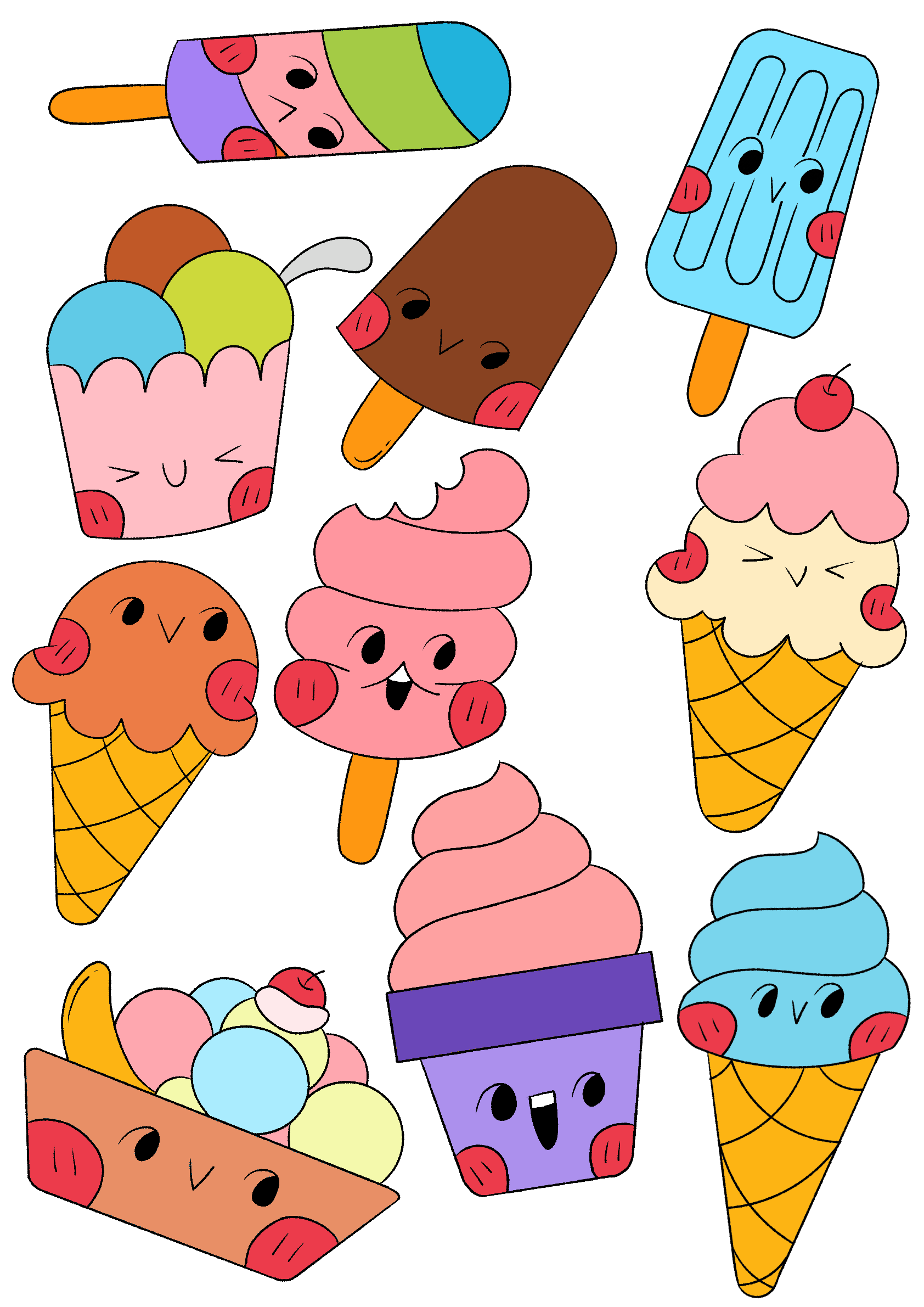 Ice Cream Clipart, Sundae Clip Art, Kawaii Buds Clip Art, Scoops Clip ...