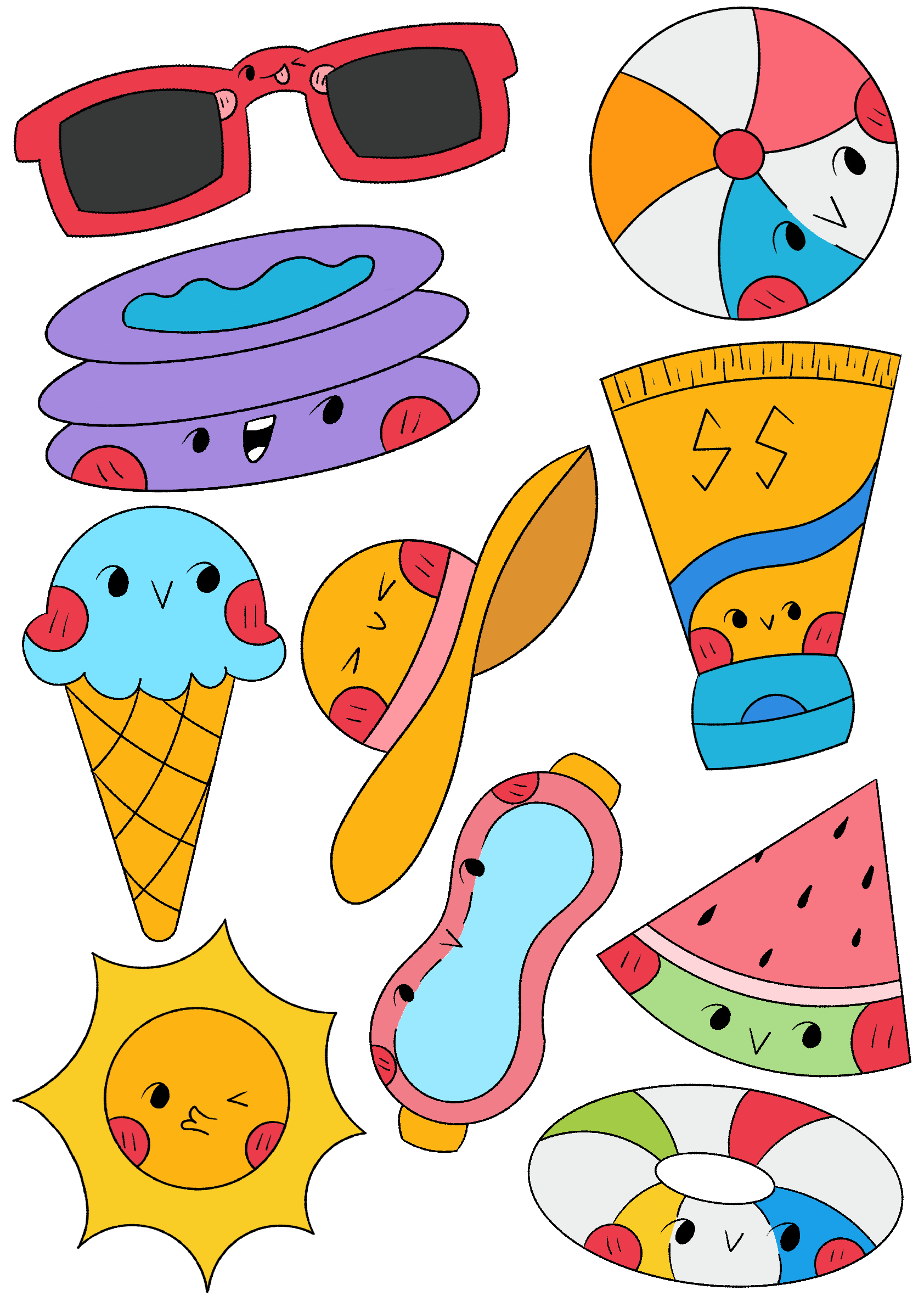 Summer Pool Party Clipart, Kawaii Pool Clip Art, Blue Summer Clip Art ...