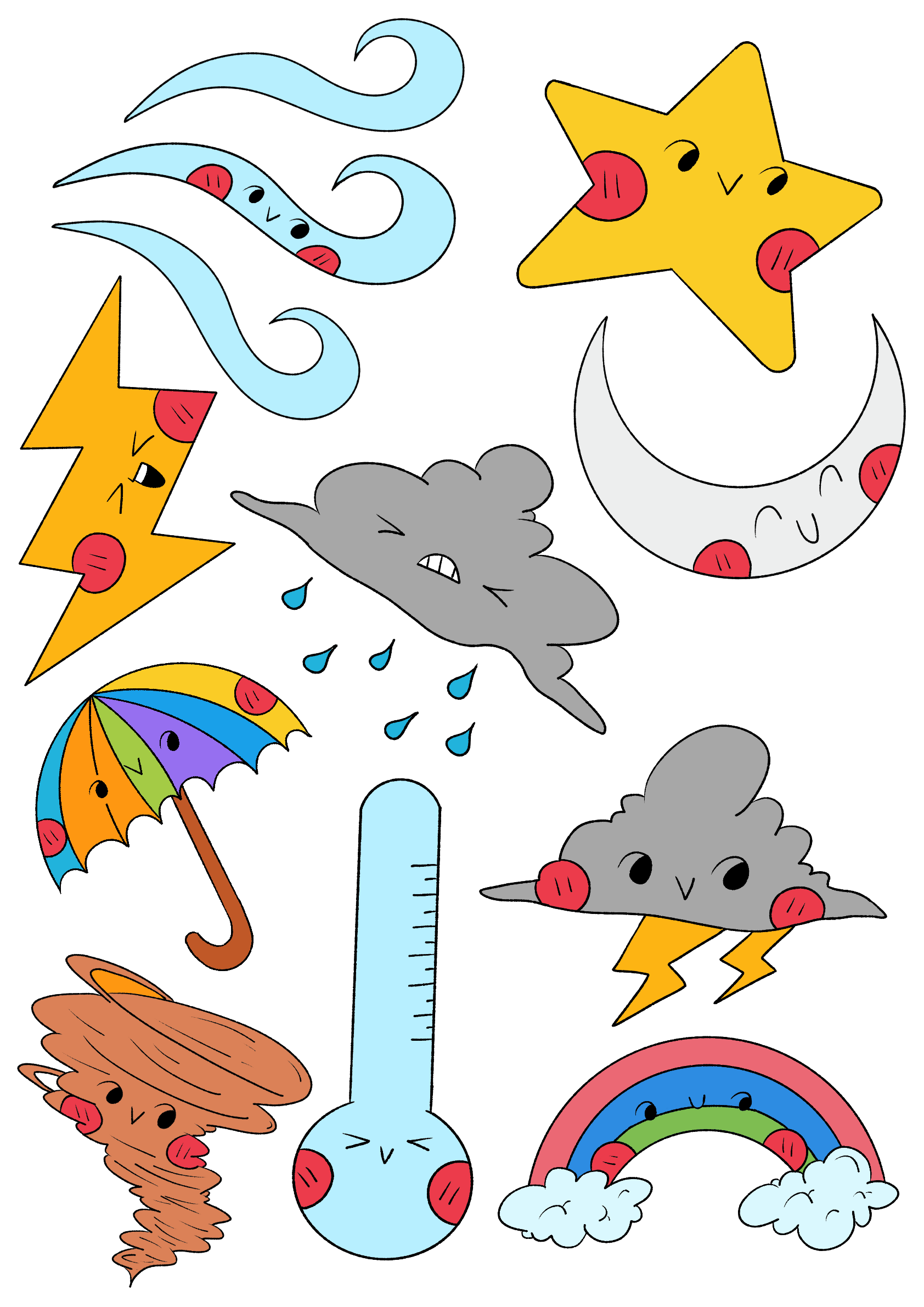 Weather Clipart, Cute Clouds Clipart , Rainbow Clip Art, Rainy Day Clip ...
